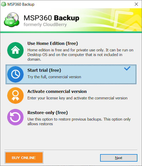 MSP360 Backup for Windows Online Activation | Help Center
